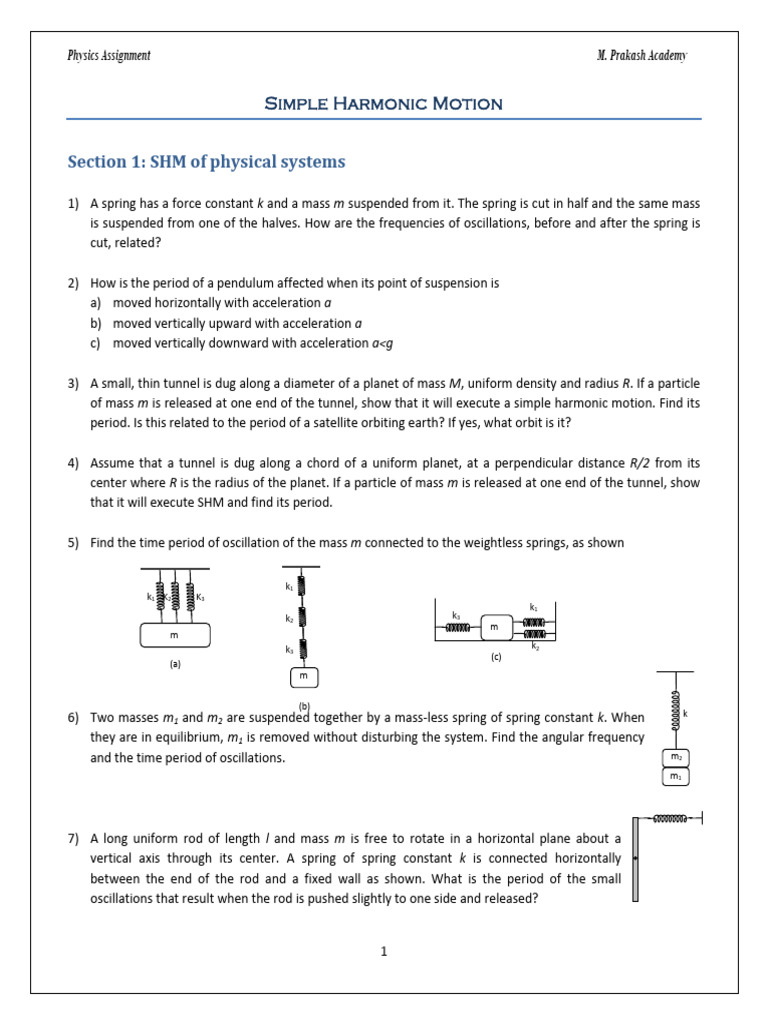 SHM Subjective Assignment | PDF | Physical Phenomena | Applied And Interdisciplinary Physics