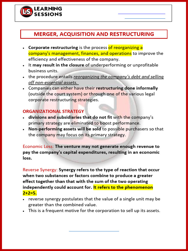 17c Abfme Merger, Acquisition and Restructuring | PDF | Mergers And ...