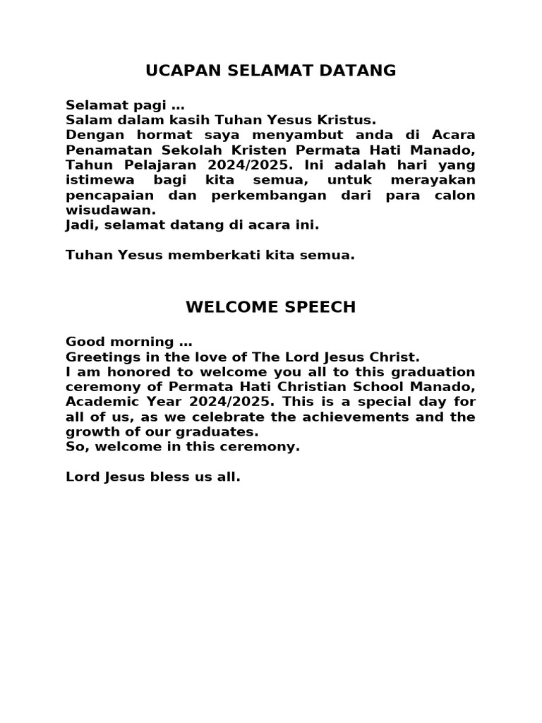 Welcome Speech | PDF