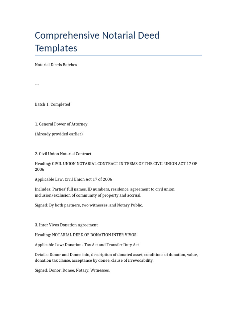 Notarial Deeds Template Manual | PDF | Surety | Will And Testament