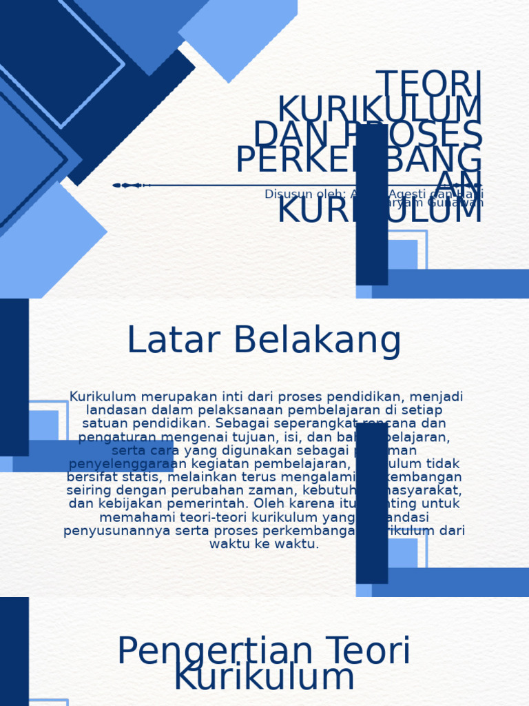 Teori Kurikulum Dan Proses Perkembangan Kurikulum (Agnia Agesti Dan ...