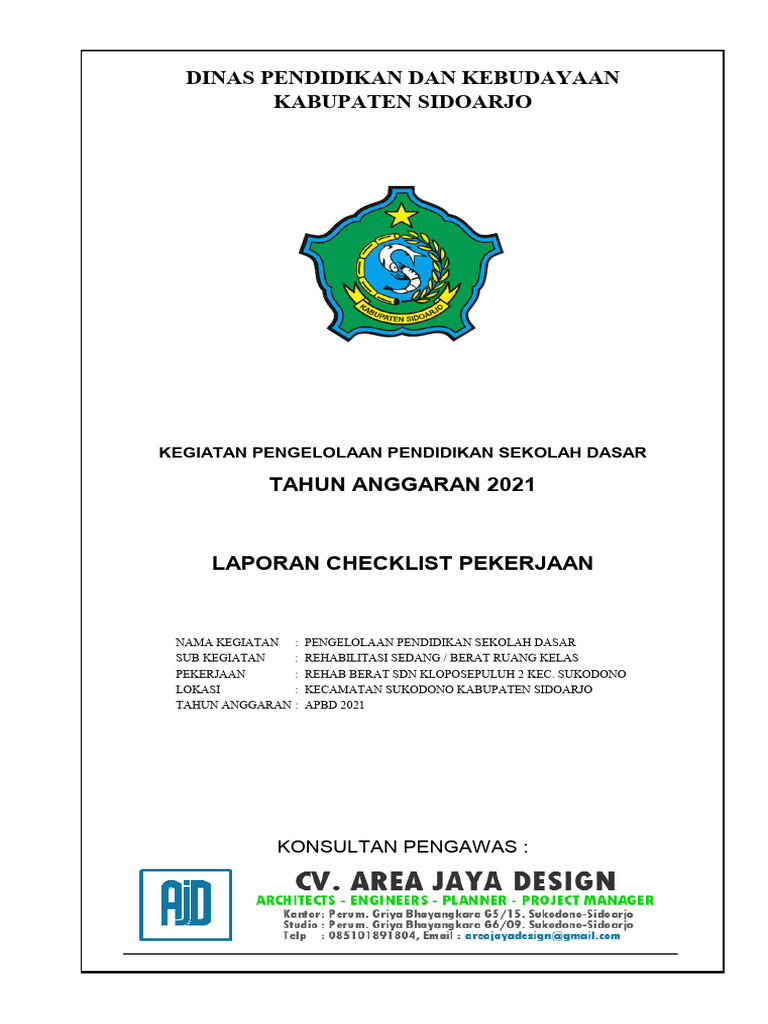 Cover Laporan Checklist Pekerjaan | PDF