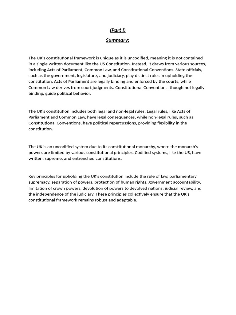 UK Constitutional Framework Overview | PDF | Constitution ...