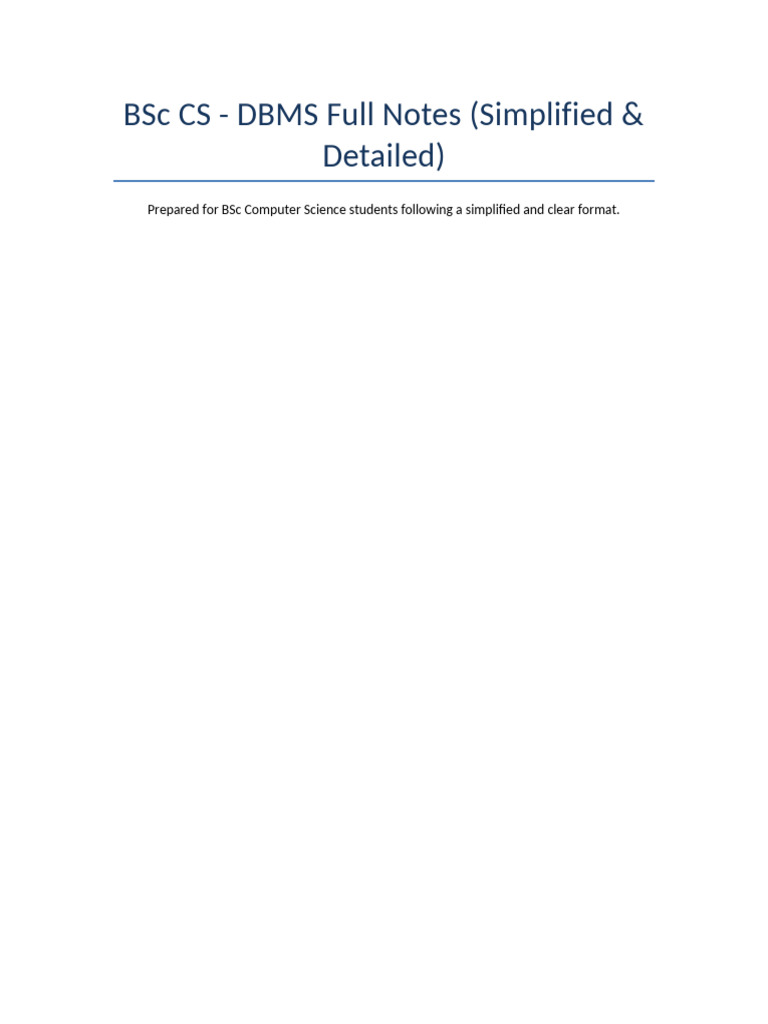 BSc CS DBMS Comprehensive Notes | PDF | Databases | Analogy