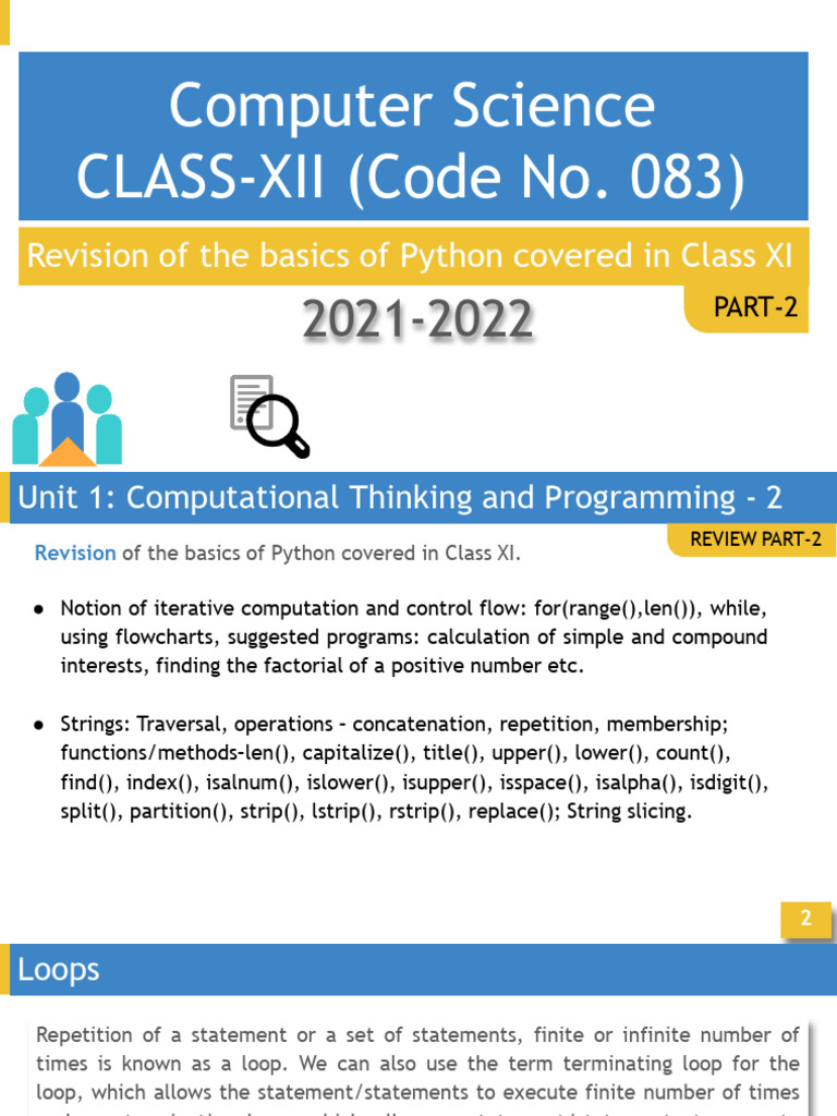 Revision Tour XI - Strings - Loops HH | PDF | Control Flow | Parameter (Computer Programming)