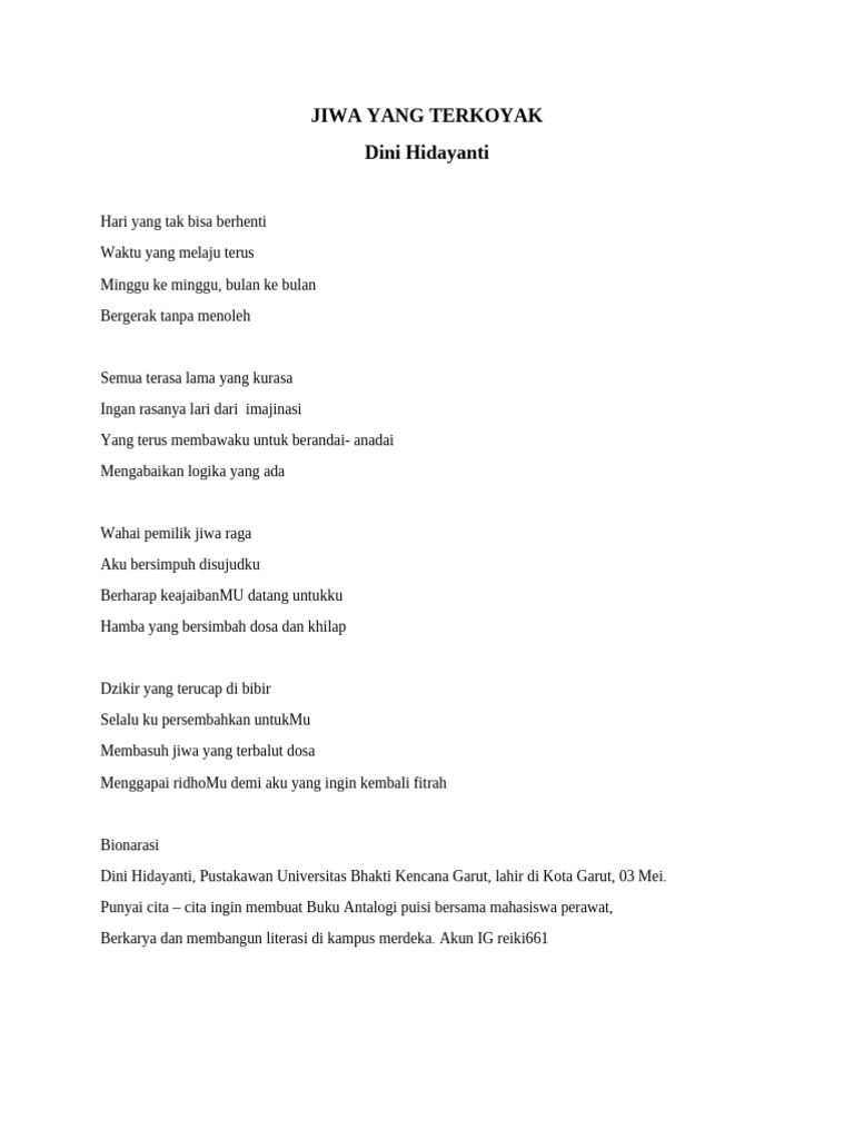 Jiwa Yang Terkoyak - Dini Hidayanti | PDF