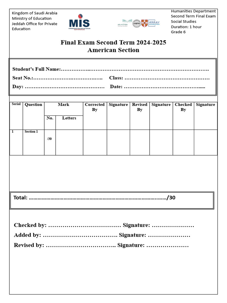 Grade 6 Social Studies Final Exam | PDF | Arabs | Caliphate