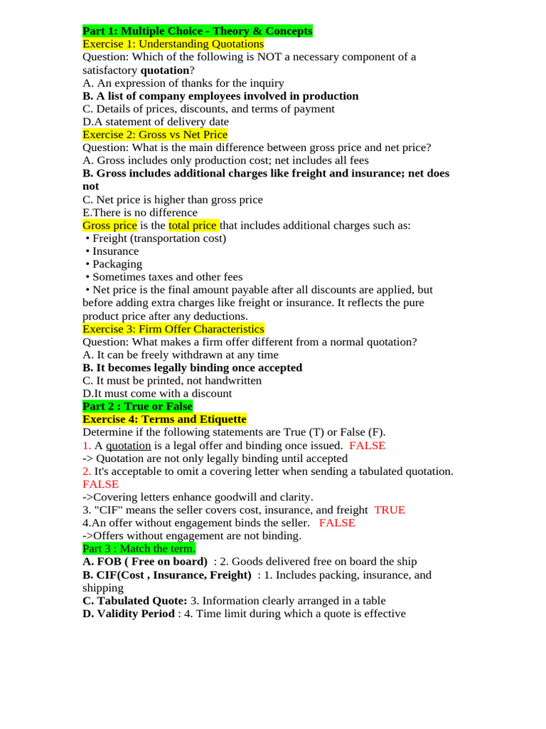 Revision Multiple Choice | PDF | Prices | Business