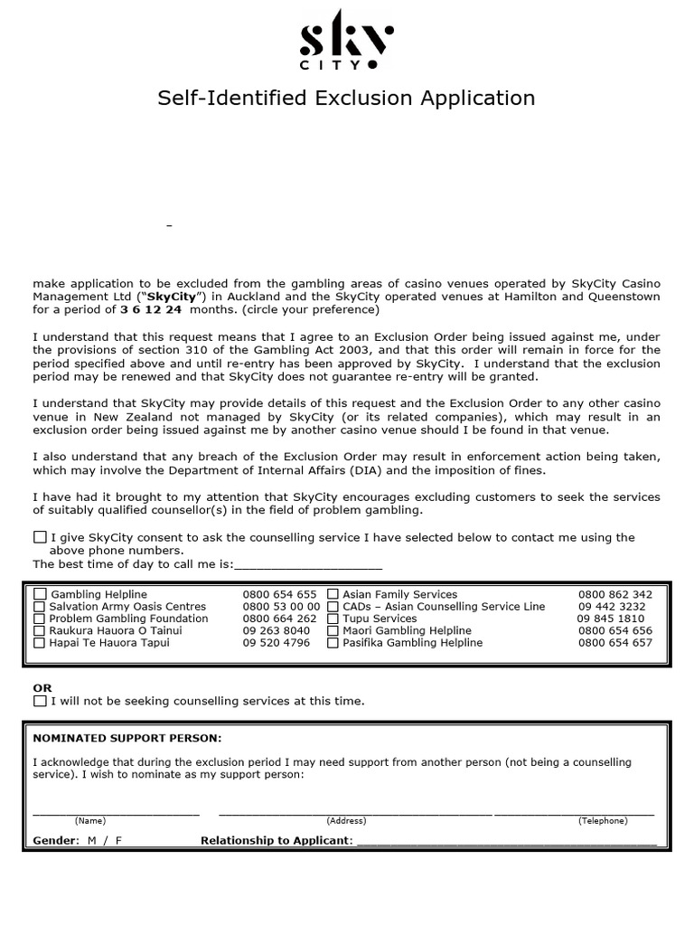 Blank Self ID Exclusion App Form | PDF
