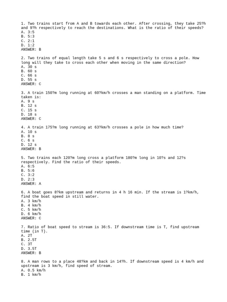 KKR - Time and Distance - MCQs | PDF