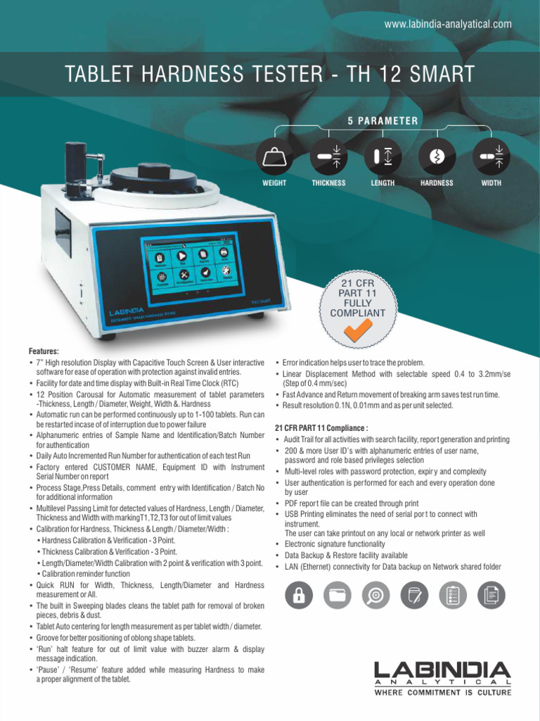 TH 12 Smart Tablet Hardness Tester | PDF | Verification And Validation ...