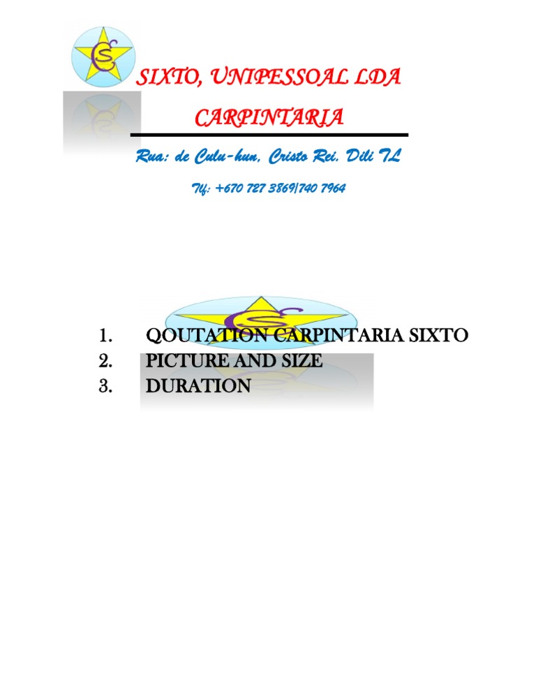 Carpentry Quotation from Sixto Lda | PDF