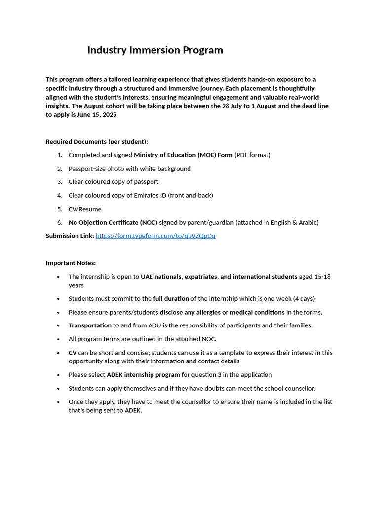 Industry Immersion Programme | PDF