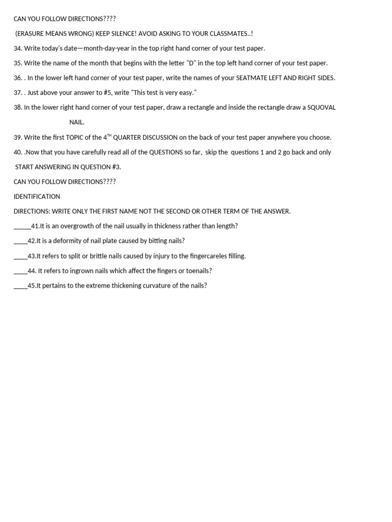 Can You Follow Directions g10 | PDF