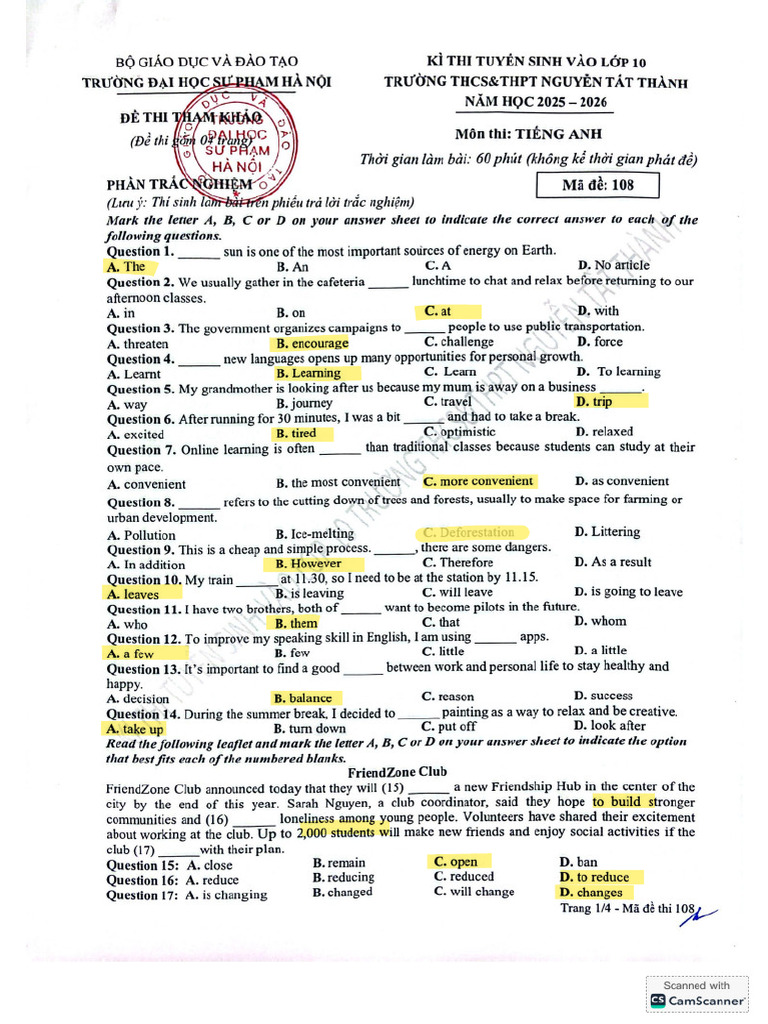 De Thi Mon Tieng Anhts 10 NTT 1600 PDF - Gdrive.vip | PDF