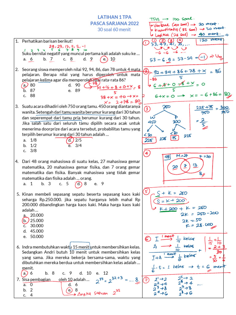 Latihan 1 TPA SIMAK UI Pasca Sarjana Pembahasan Weekday | PDF