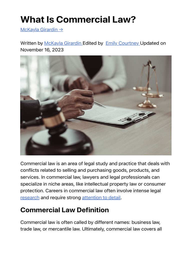Understanding Commercial Law Basics | PDF | Lawyer | Paralegal