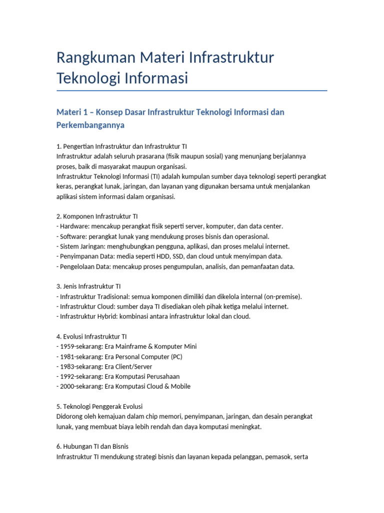 Rangkuman Materi 1 2 3 4 5 Lengkap | PDF