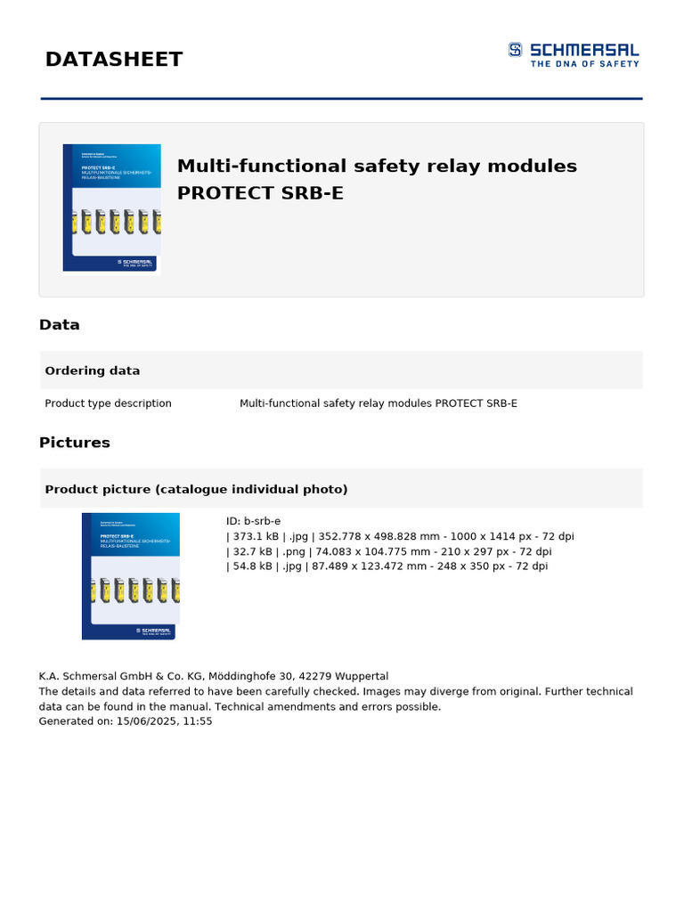 Multi Functional Safety Relay Modules Protect SRB e 2025 06-15-11 55 | PDF