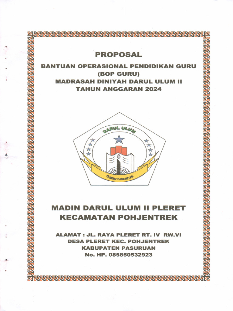 Proposal Bop Guru Madin Darul Ulum II Pleret | PDF