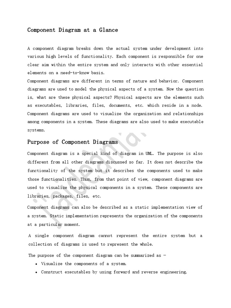 Overview of UML Component Diagrams | PDF | Databases | System