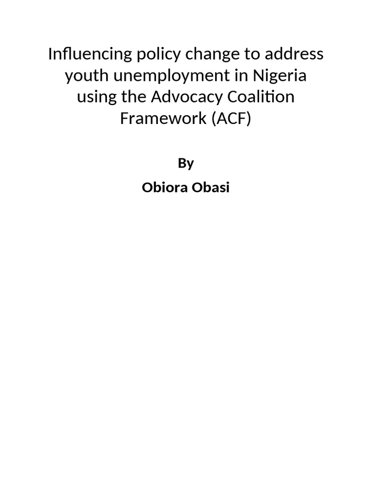 Influencing Policy Change To Address Youth Unemployment in Nigeria ...