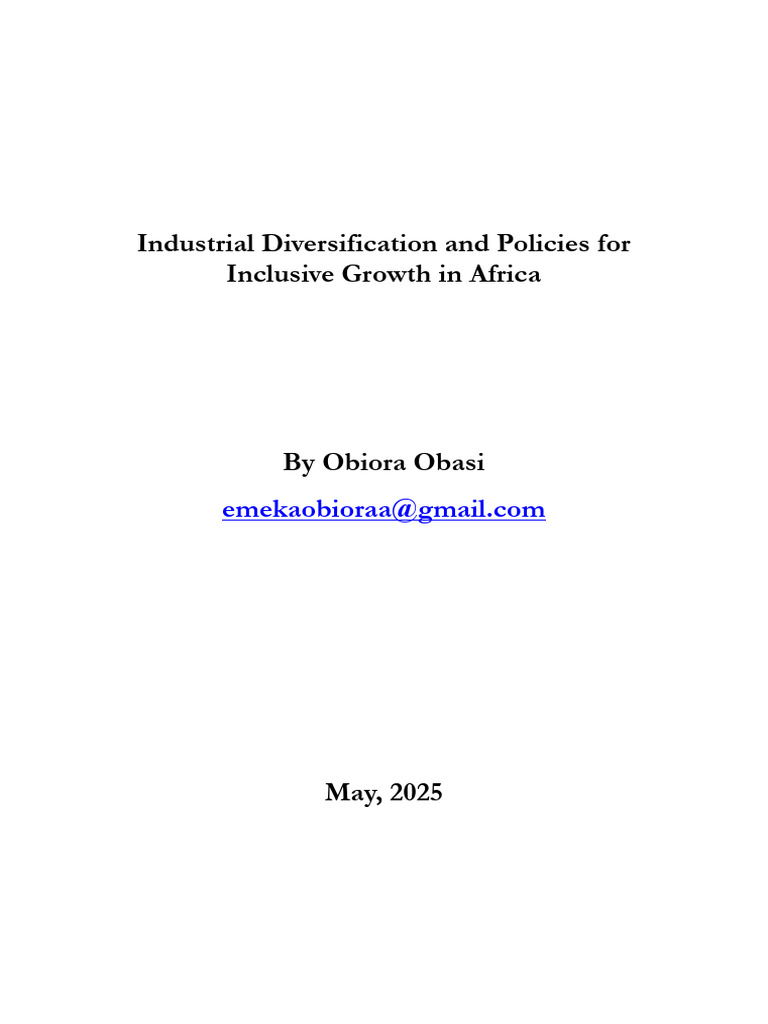Industrial Diversification and Policies For Inclusive Growth in Africa ...
