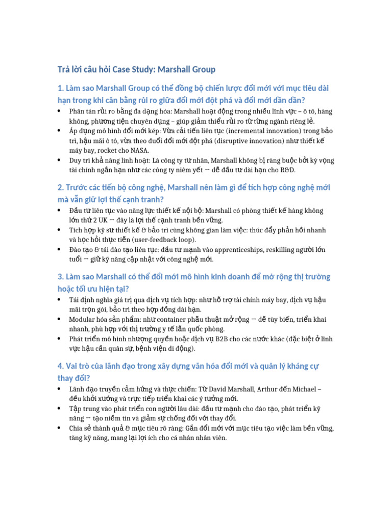 Marshall Case Answers | PDF