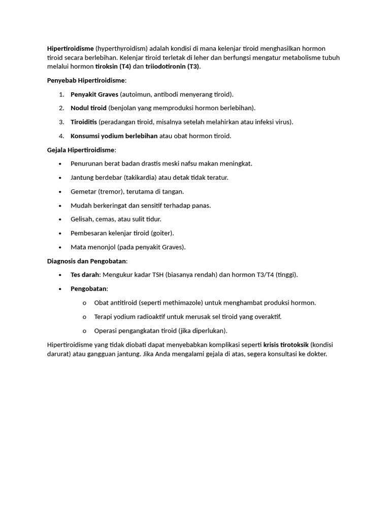 Hipertiroidisme (Hyperthyroidism) | PDF
