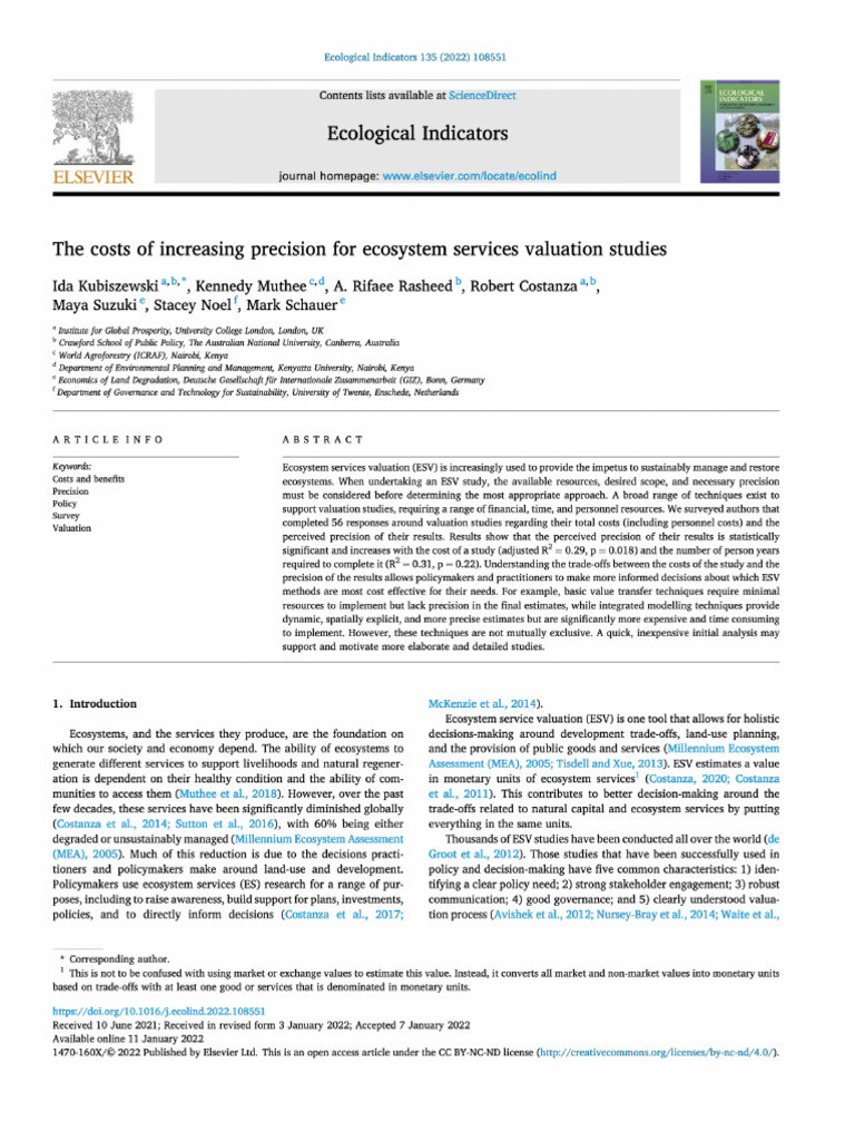 2022 J Kubiszewski Et Al Ecol Indicators | PDF