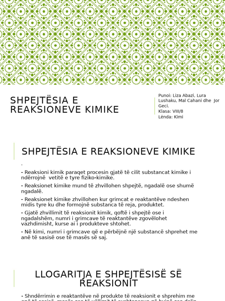 ShpejtÃ Sia e Reaksioneve Kimike | PDF