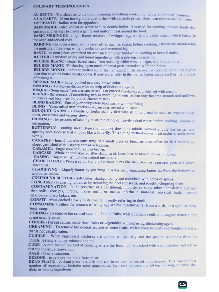 Culinary Terms | PDF