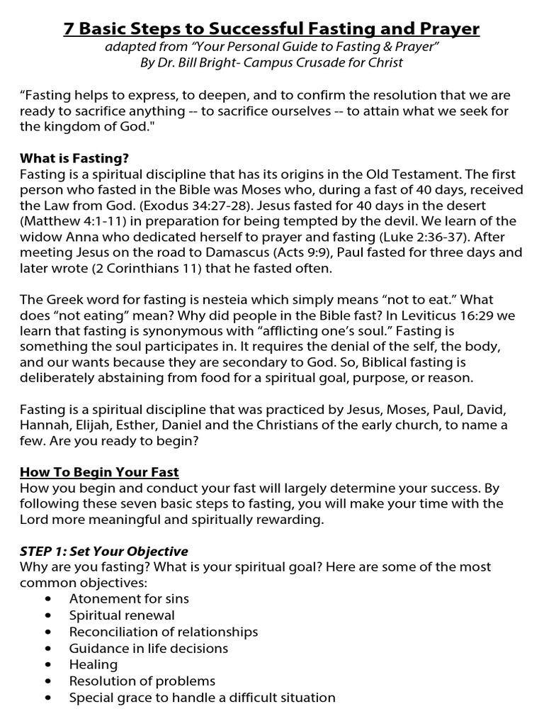 7 Basic Steps To Successful Fasting and Prayer Half | PDF | Prayer | Jesus