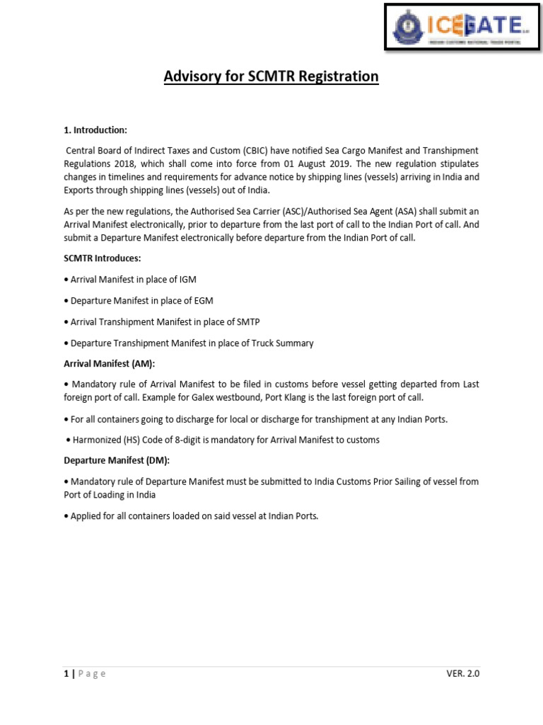 SCMTR Registration Advisory Guide | PDF | Port