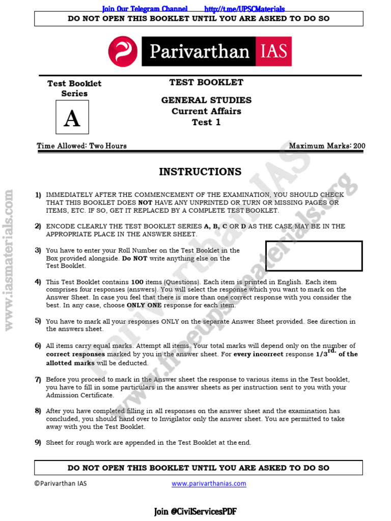 1Q Parivarthan IAS CSP20 CA Test 1 | PDF