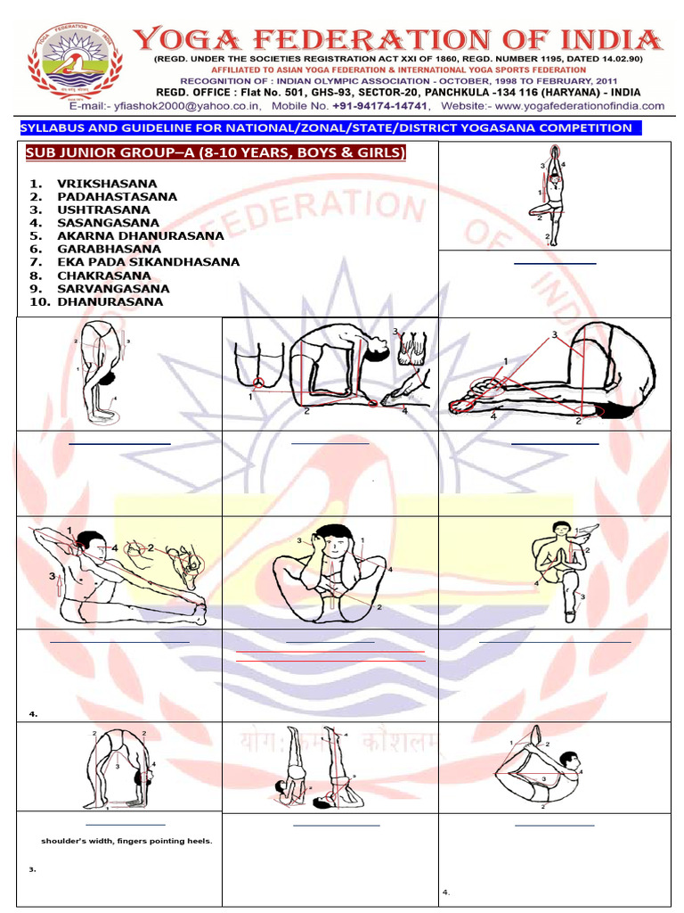 Yogasana Competition Syllabus Guide | PDF | Hand | Foot