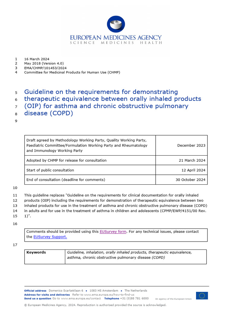 Draft Guideline Requirements Demonstrating Therapeutic Equivalence ...