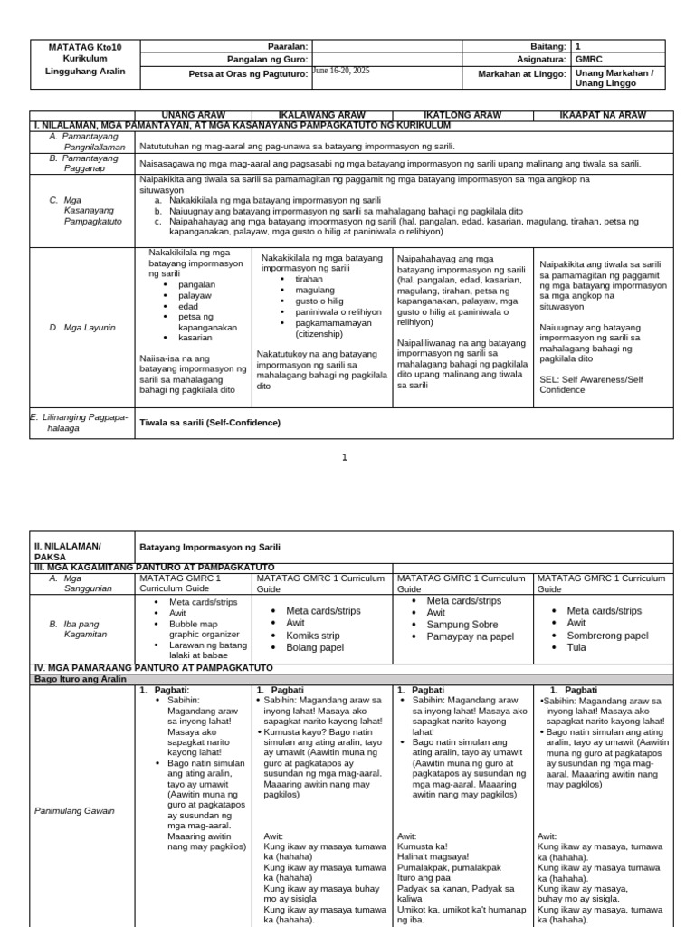 GMRC DLL 1 - Q1 - W1 | PDF