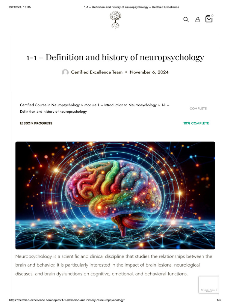1-1 - Definition and History of Neuropsychology - Certified Excellence ...