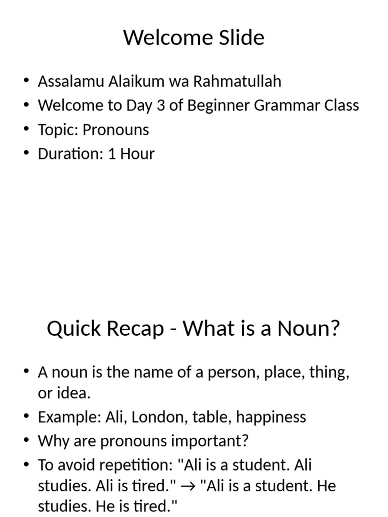 Pronouns Grammar Class Day3 | PDF | Pronoun | Semantics