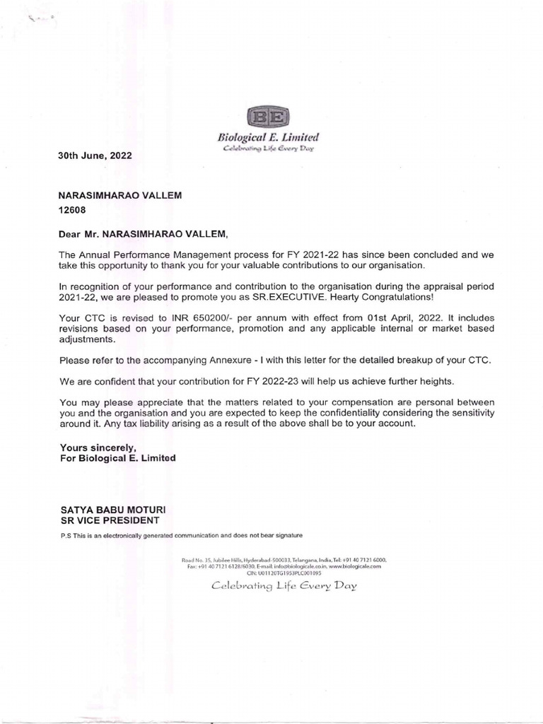 Incriment Letter | PDF