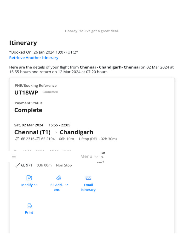 Modify Itinerary | PDF