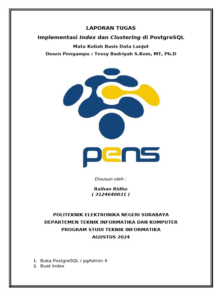 Laporan Basis Data Lanjut (6) - Raihan Ridho - 3124640031 | PDF