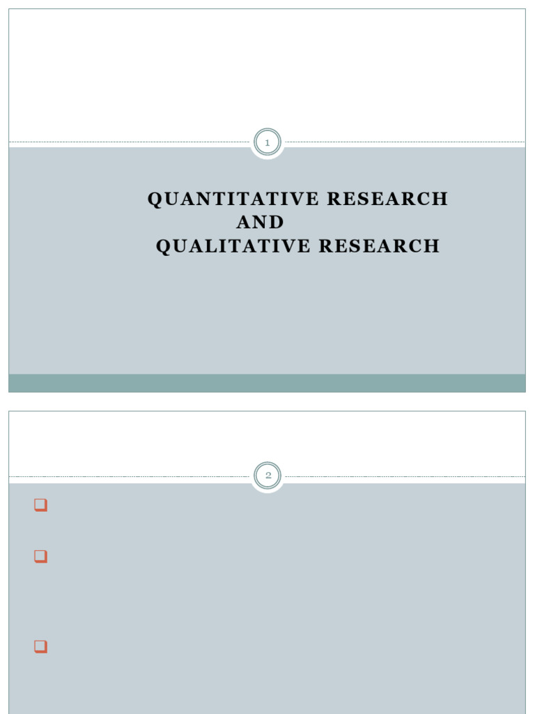 Quantitative and Qualitative Research. | PDF | Quantitative Research | Experiment