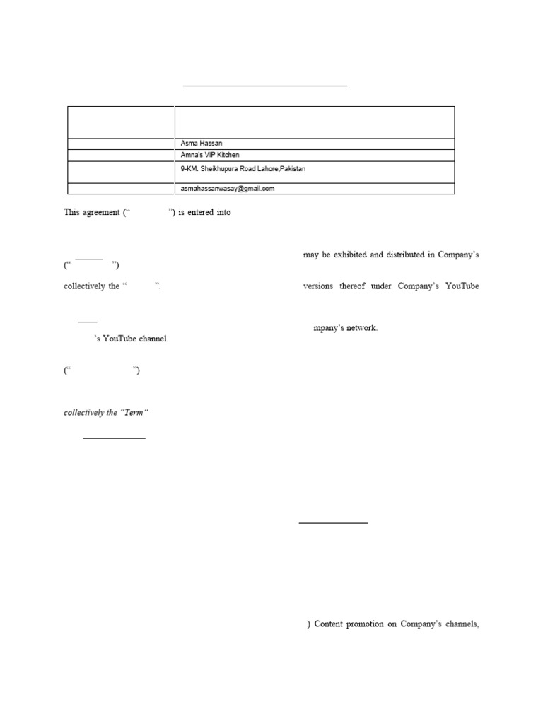 YouTube Channel Distribution Agreement | PDF | Video On Demand