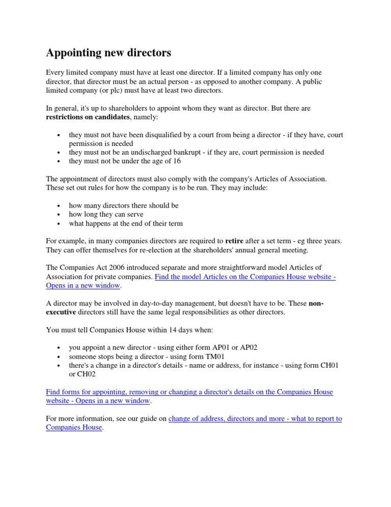 Appointing New Directors | PDF | Business
