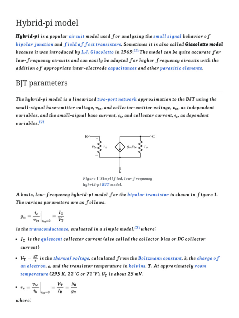 Overview of the Hybrid-Pi Model | PDF | Bipolar Junction Transistor ...