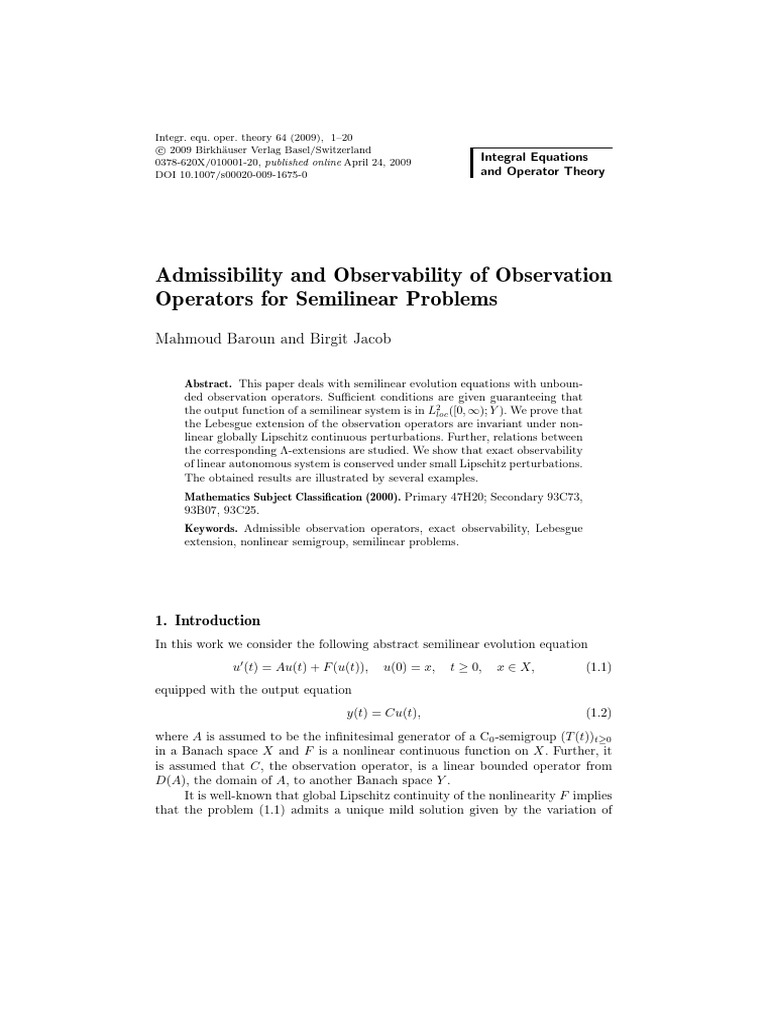 Integral Equations and Operator Theory - Volume 64 | PDF | Mathematical ...