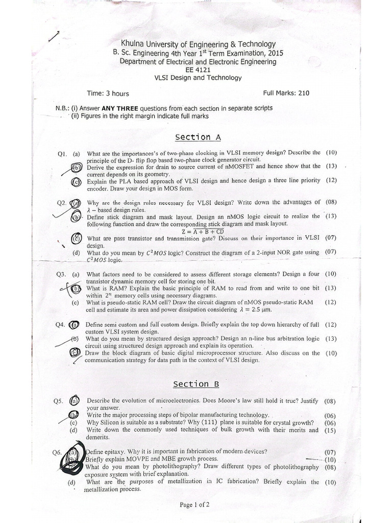 VLSI MSc Questions | PDF