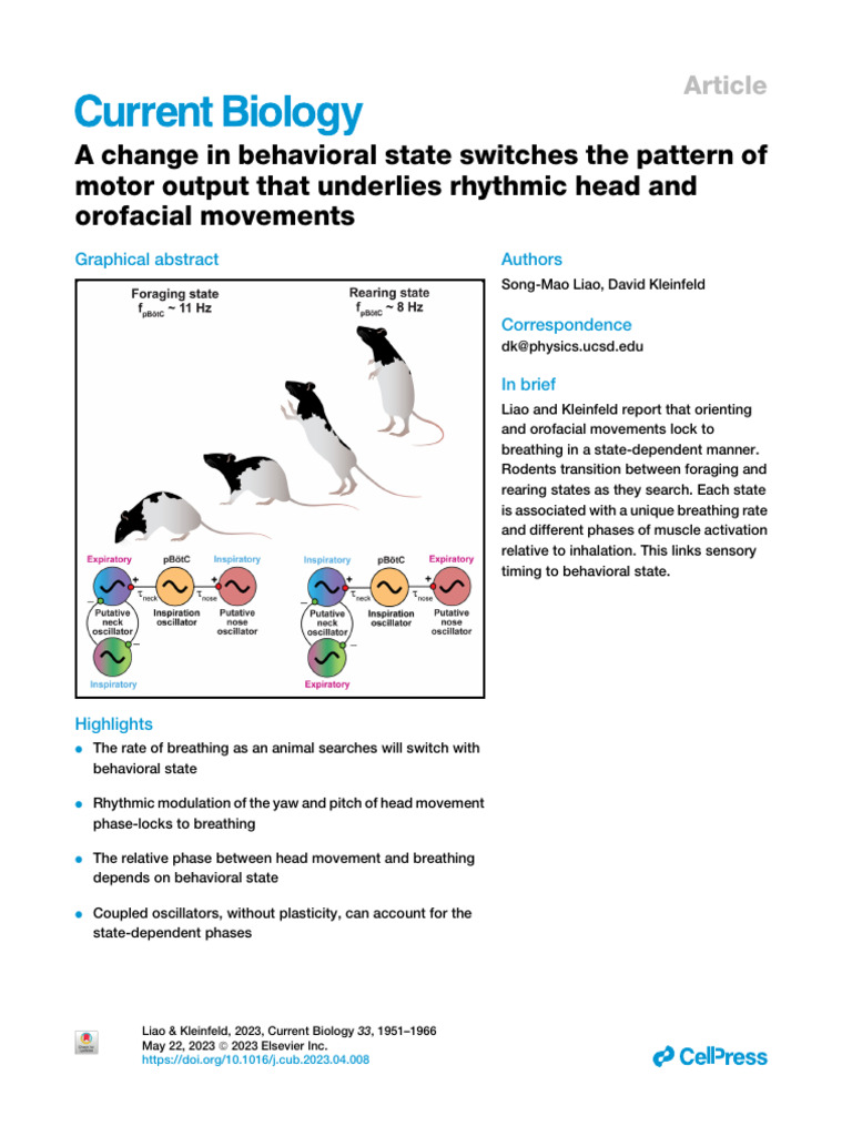 Behavioral State Changes in Rodent Movement | PDF | Classical Mechanics ...
